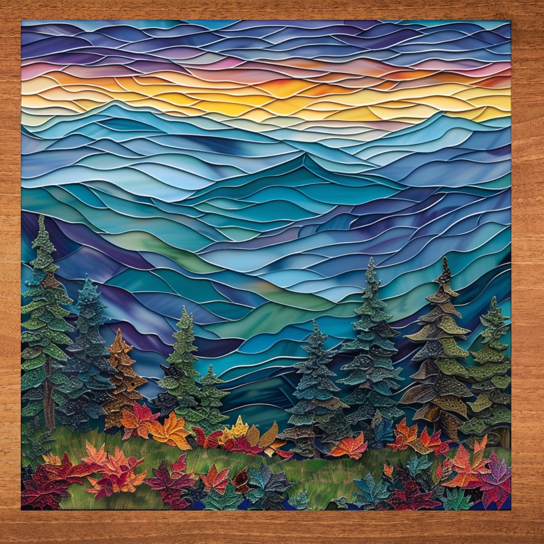 Greaty Smoky Mountains Glossy Ceramic Tile Art Gift for Nature Park ...