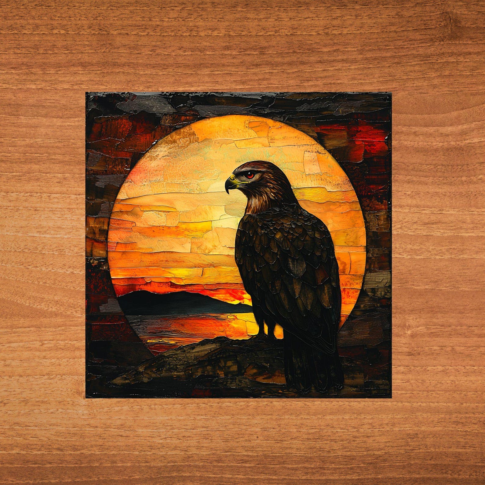 Hawk Red-tailed Hawk Outdoorsman Decor Ceramic Art Tile Wall Art for ...