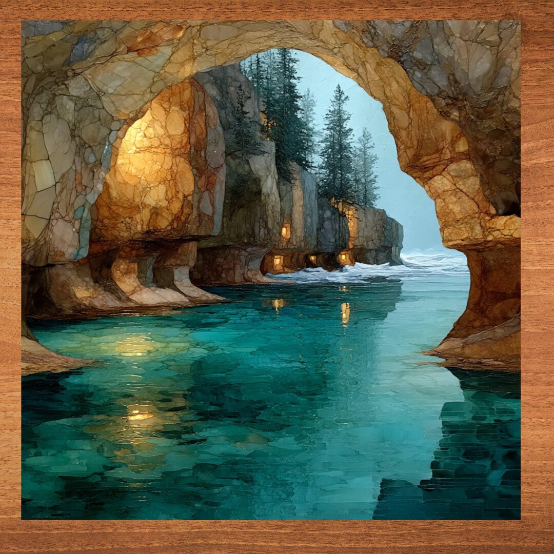 Red Sandstone Sea Caves Apostle Islands Wisconsin Ceramic Art Tile ...