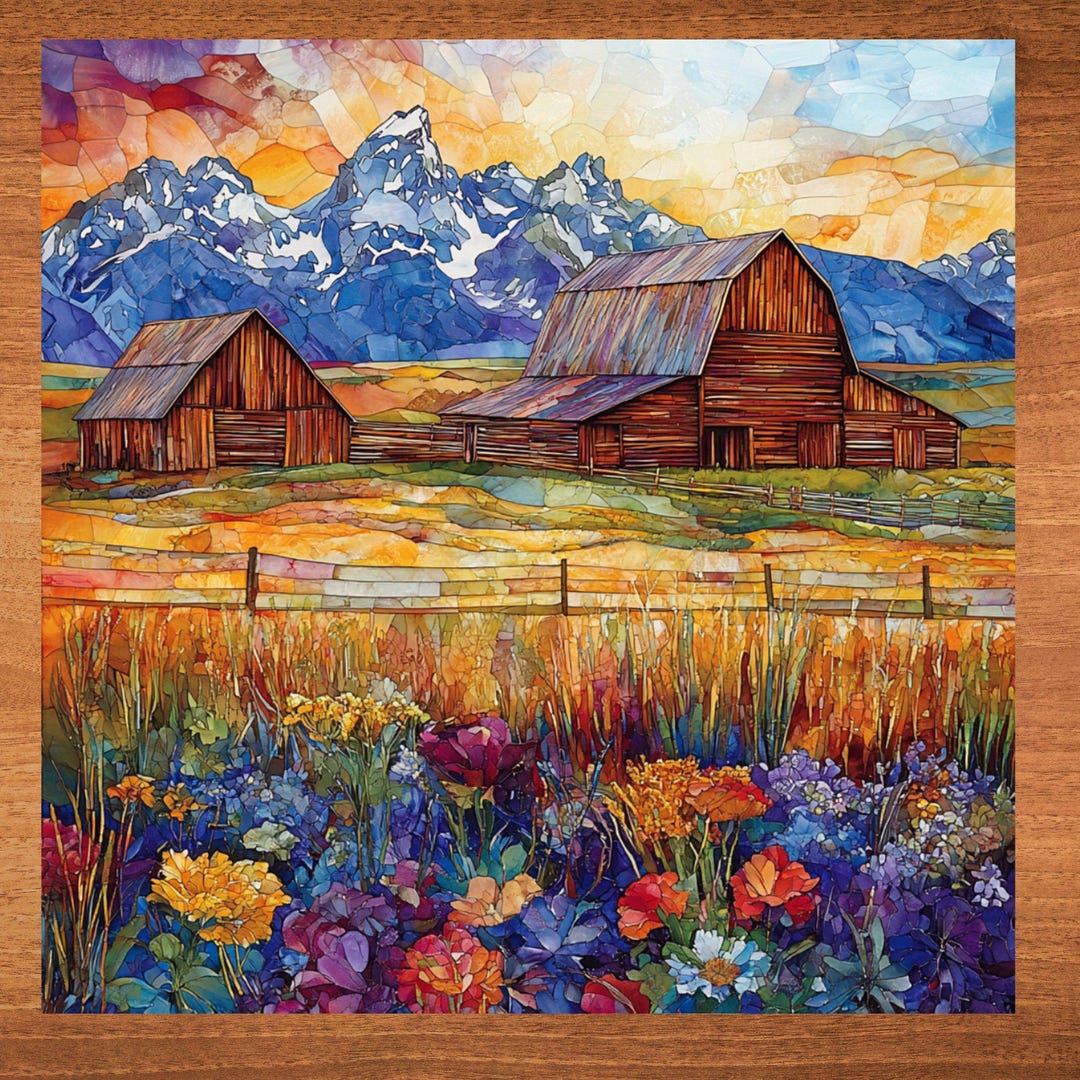 Mormon Row Barns Grand Teton Ceramic Art Tile Beautiful Vista Gift for ...