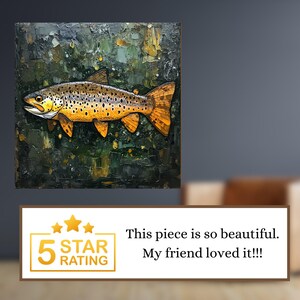 Brown Trout Outdoorsman Decor Ceramic Art Tile Wall Art for Man Cave ...