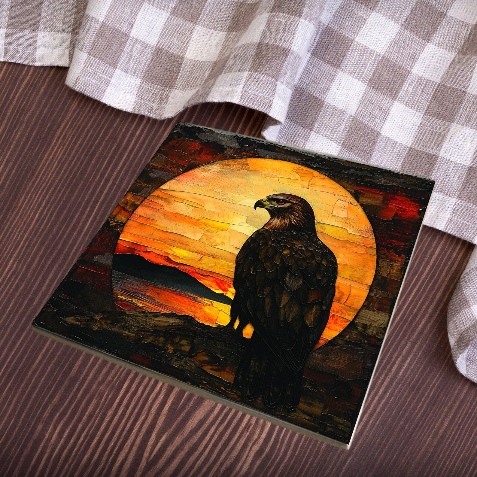 Hawk Red-tailed Hawk Outdoorsman Decor Ceramic Art Tile Wall Art for ...