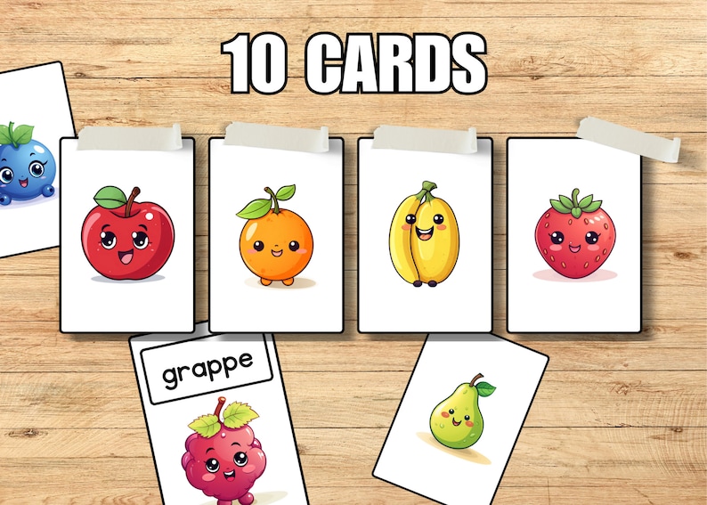 10 Fruits Cards FREE Drawing Pages Printable Flashcards Kids Flashcards ...