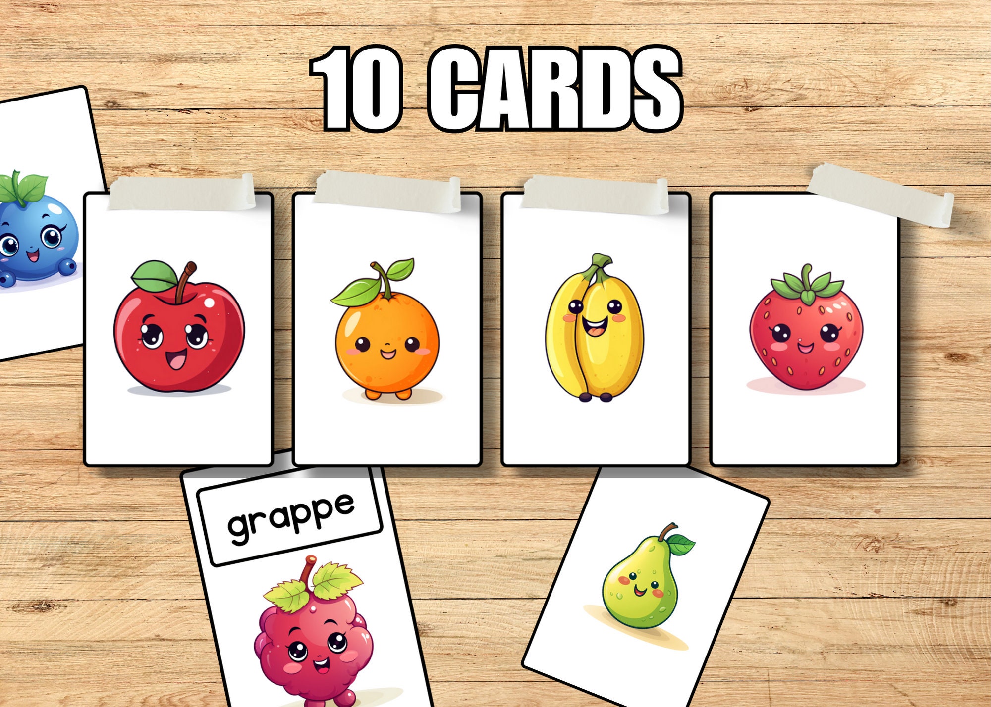 10 Fruits Cards FREE Drawing Pages Printable Flashcards Kids Flashcards ...