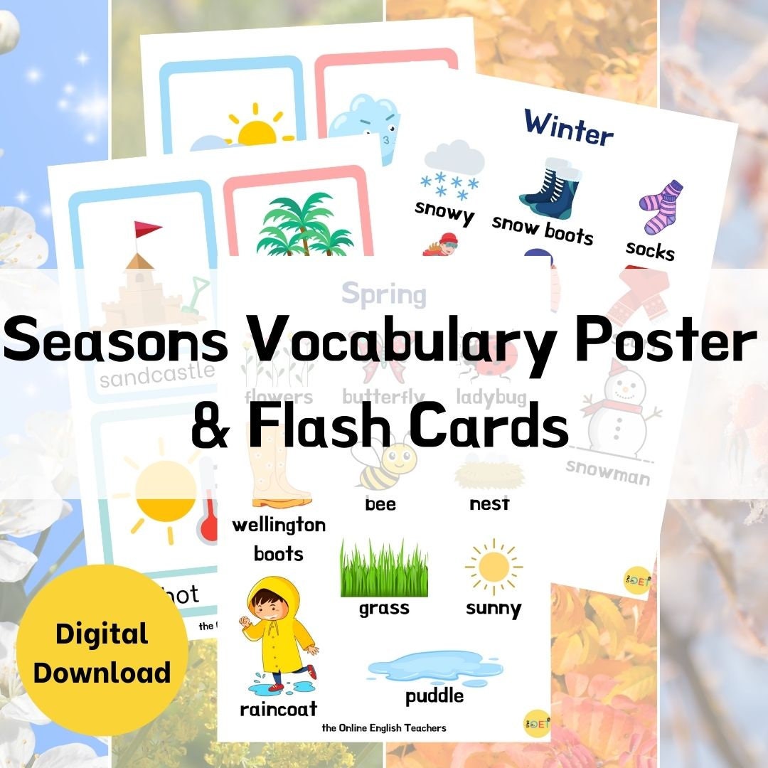 Seasonal ESL Vocabulary Posters and Flashcards Bundle | Seasons | ESL ...