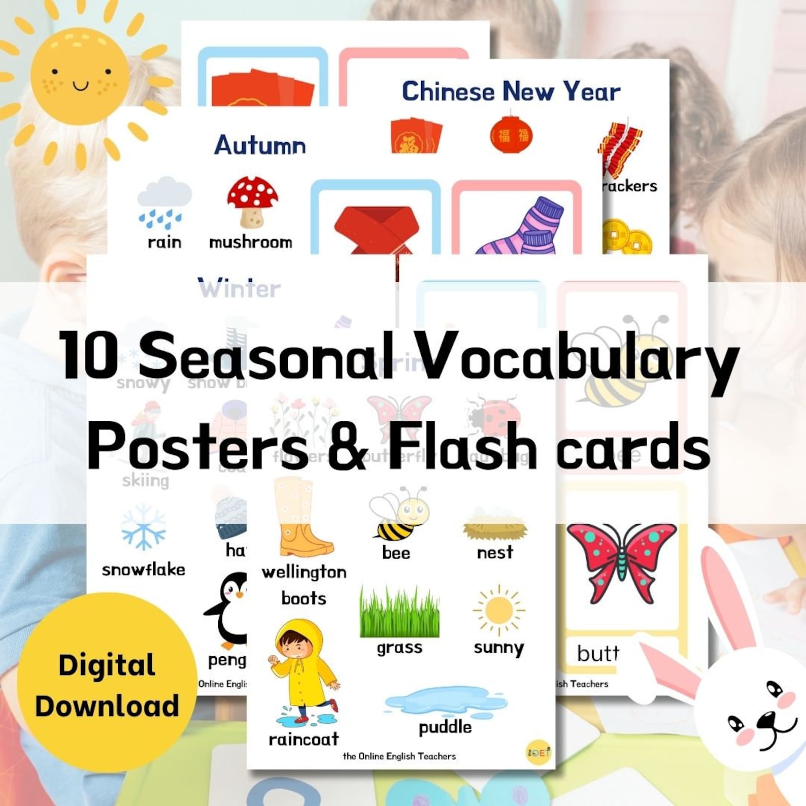 Seasonal ESL Vocabulary Posters and Flashcards Bundle ESL Vocabulary ...