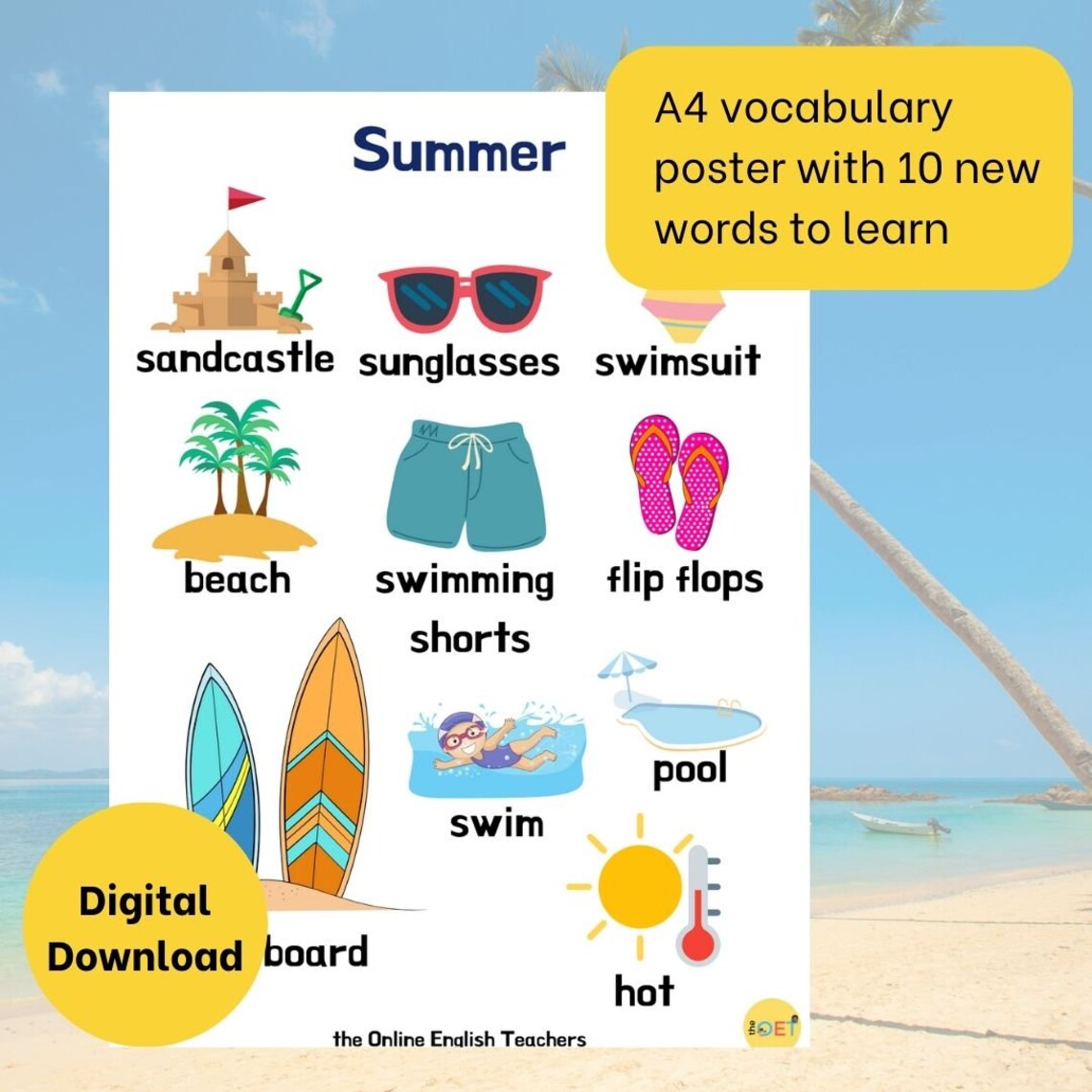 Summer ESL Vocabulary Posters and Flashcards Bundle | ESL | ELL ...