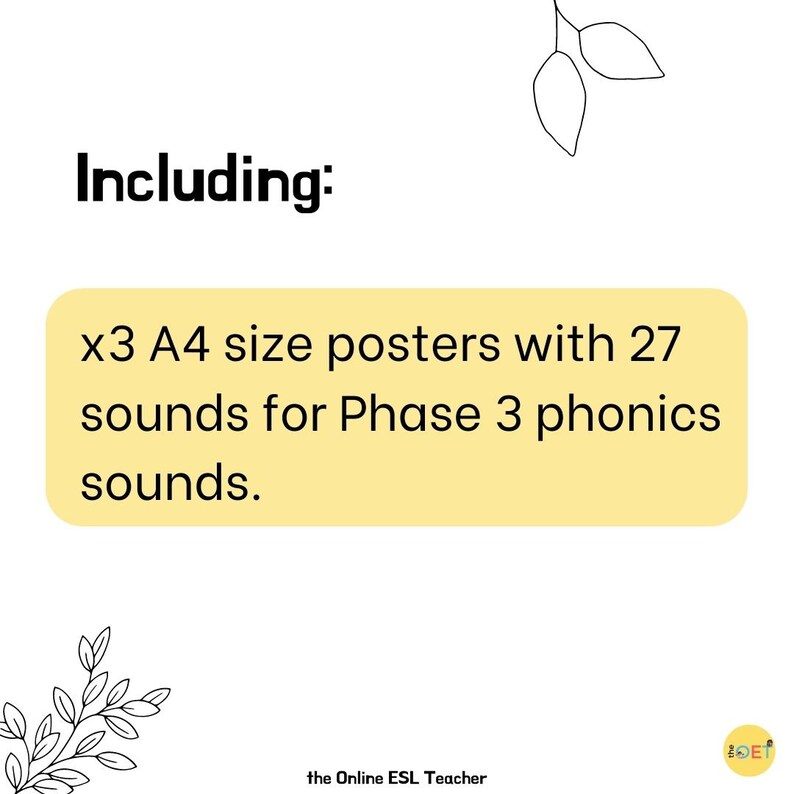 Phonics Phase 3 Sounds Phonics Poster Kids Digital Printable Sound Mat ...