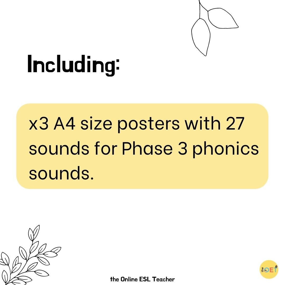 Phonics Phase 3 Sounds Phonics Poster Kids Digital Printable Sound Mat ...