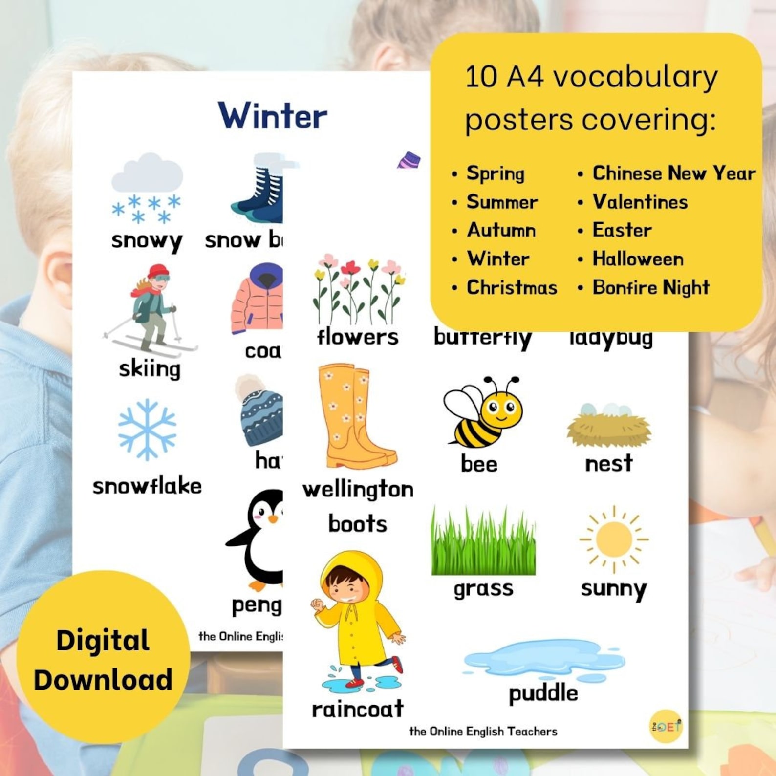 Seasonal ESL Vocabulary Posters and Flashcards Bundle ESL Vocabulary ...