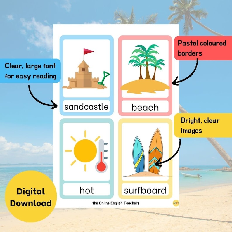 Summer ESL Vocabulary Posters and Flashcards Bundle | ESL | ELL ...