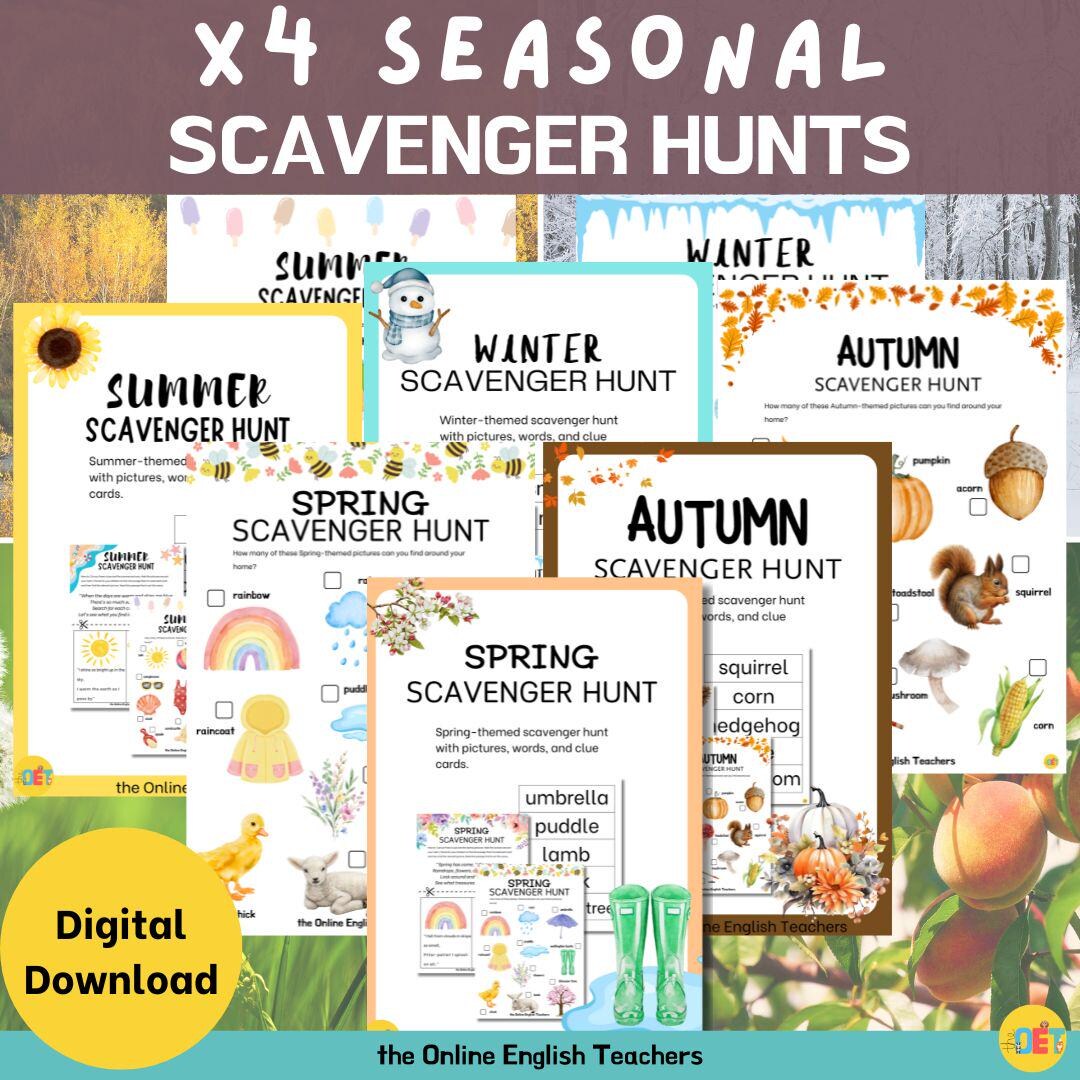 Four Seasons Scavenger Hunt, Seasons Scavenger Hunt Printable, Seasons ...