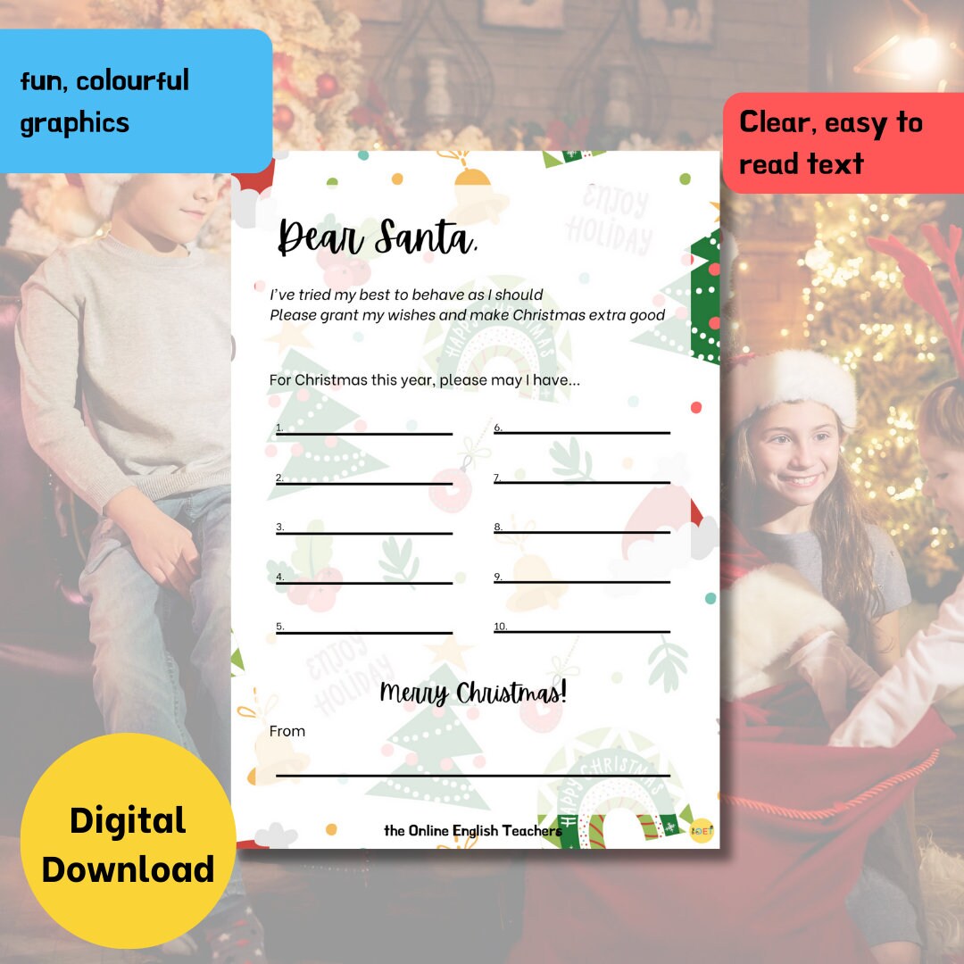 Letter to Santa | Christmas | Digital Download | Letter to Santa ...
