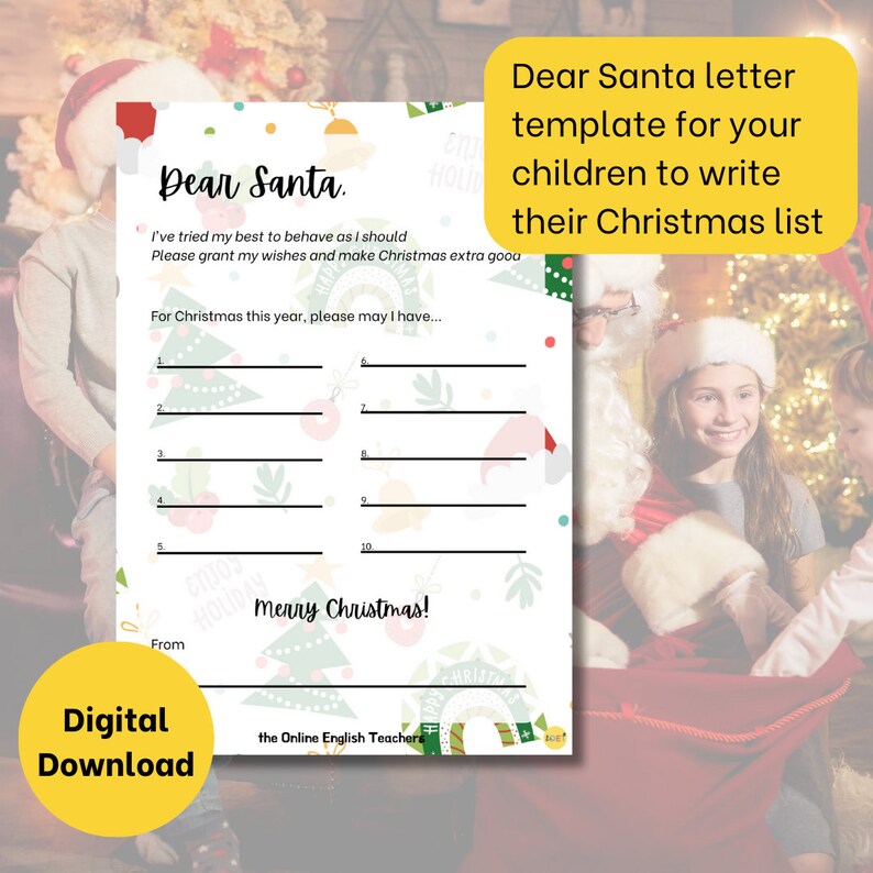 Letter to Santa | Christmas | Digital Download | Letter to Santa ...