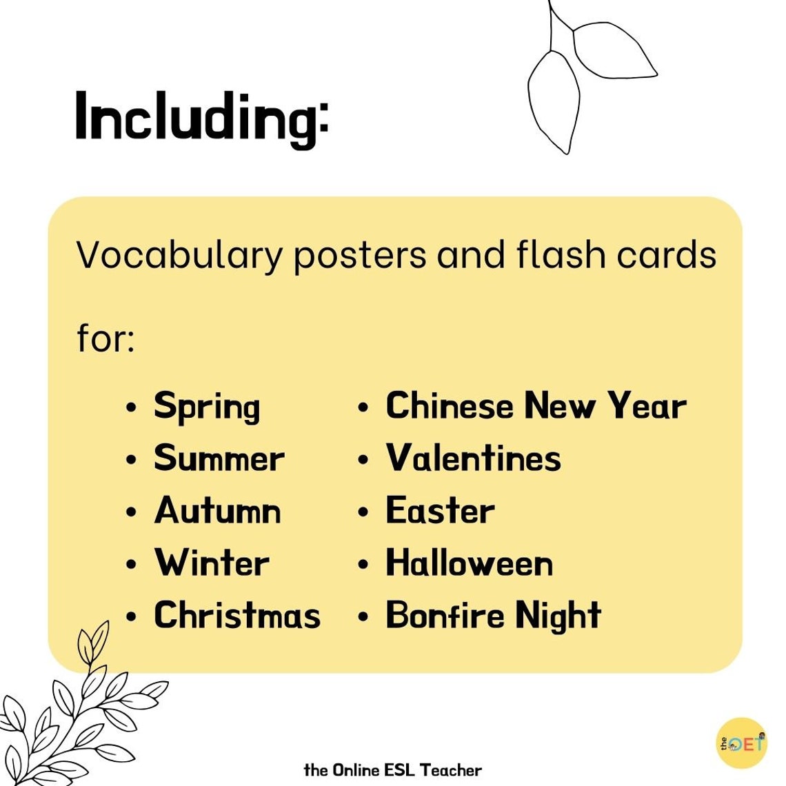 Seasonal ESL Vocabulary Posters and Flashcards Bundle ESL Vocabulary ...