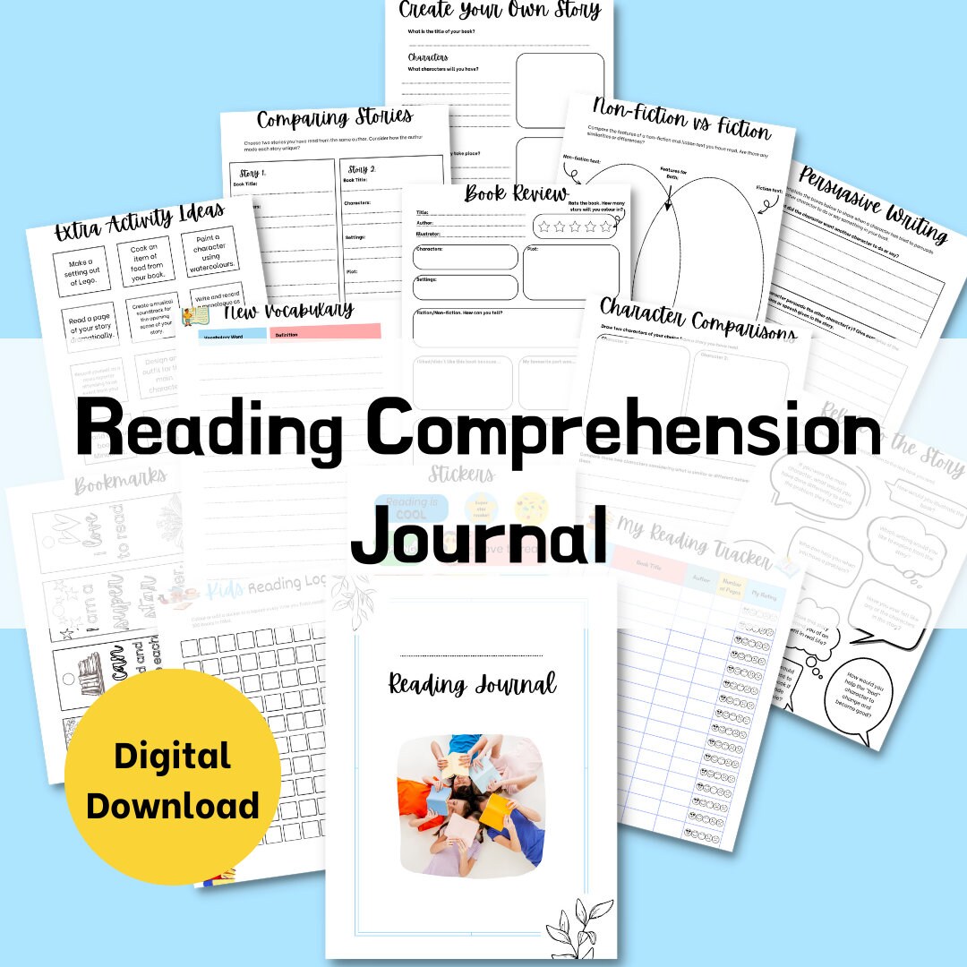 Kid's Reading Comprehension Journal, Reading Journal for Kids, Kids ...