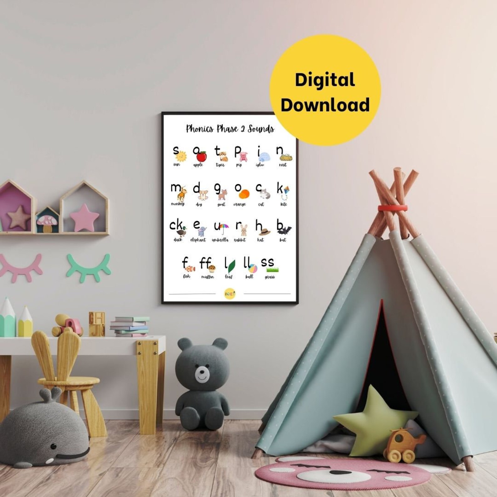 Phonics Poster | Phonics Phase 2 Sounds | Kids Digital Printable ...