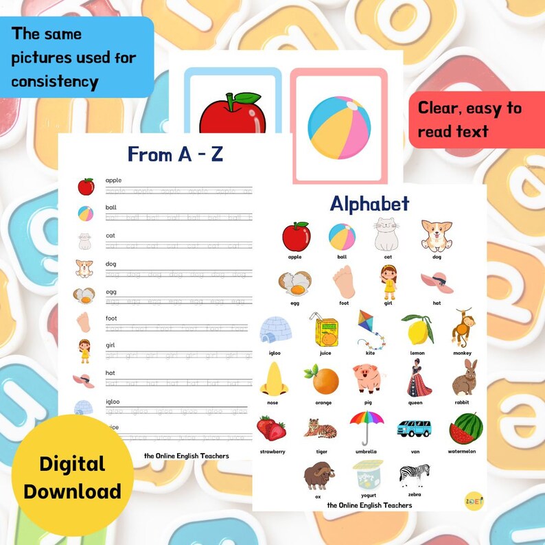 Alphabet Poster Alphabet Print Alphabet Practice Printable Alphabet ...