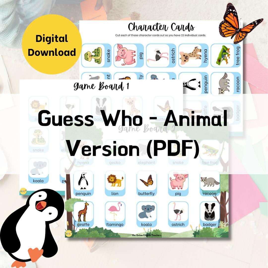 Animal Guess Who | Children's Guess Who | Printable Board Game ...