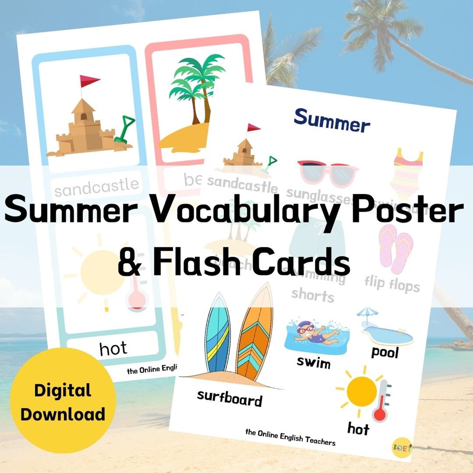 Summer ESL Vocabulary Posters and Flashcards Bundle | ESL | ELL ...