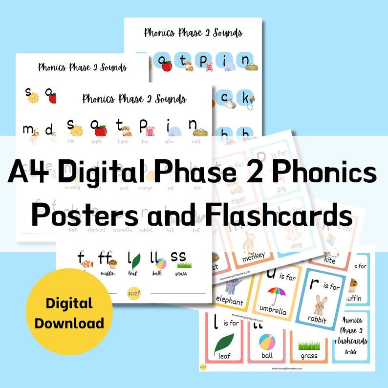 Phonics Phase 2 Flashcards and Posters | Kids Flashcards | Kids Digital ...