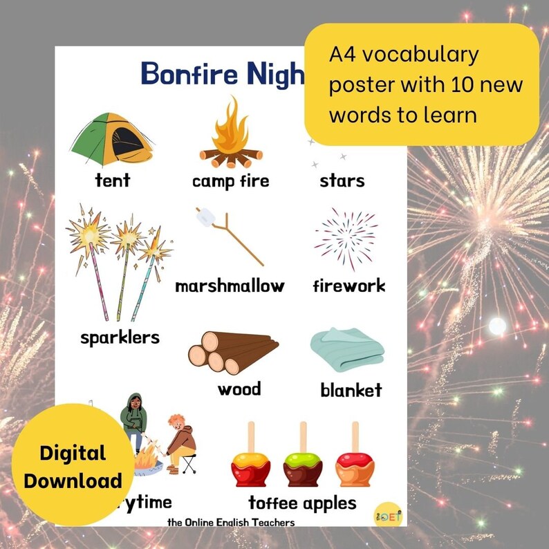 Bonfire Night ESL Vocabulary Posters and Flashcards Bundle | ESL | ELL ...