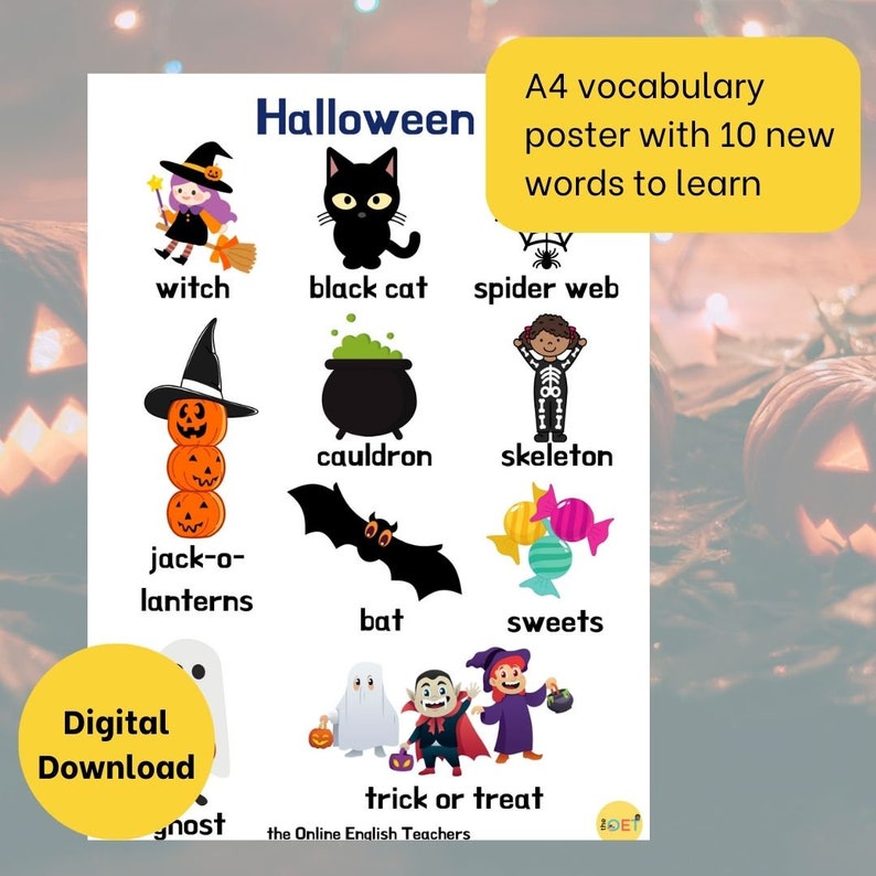 Halloween ESL Vocabulary Posters and Flashcards Bundle ESL - Etsy
