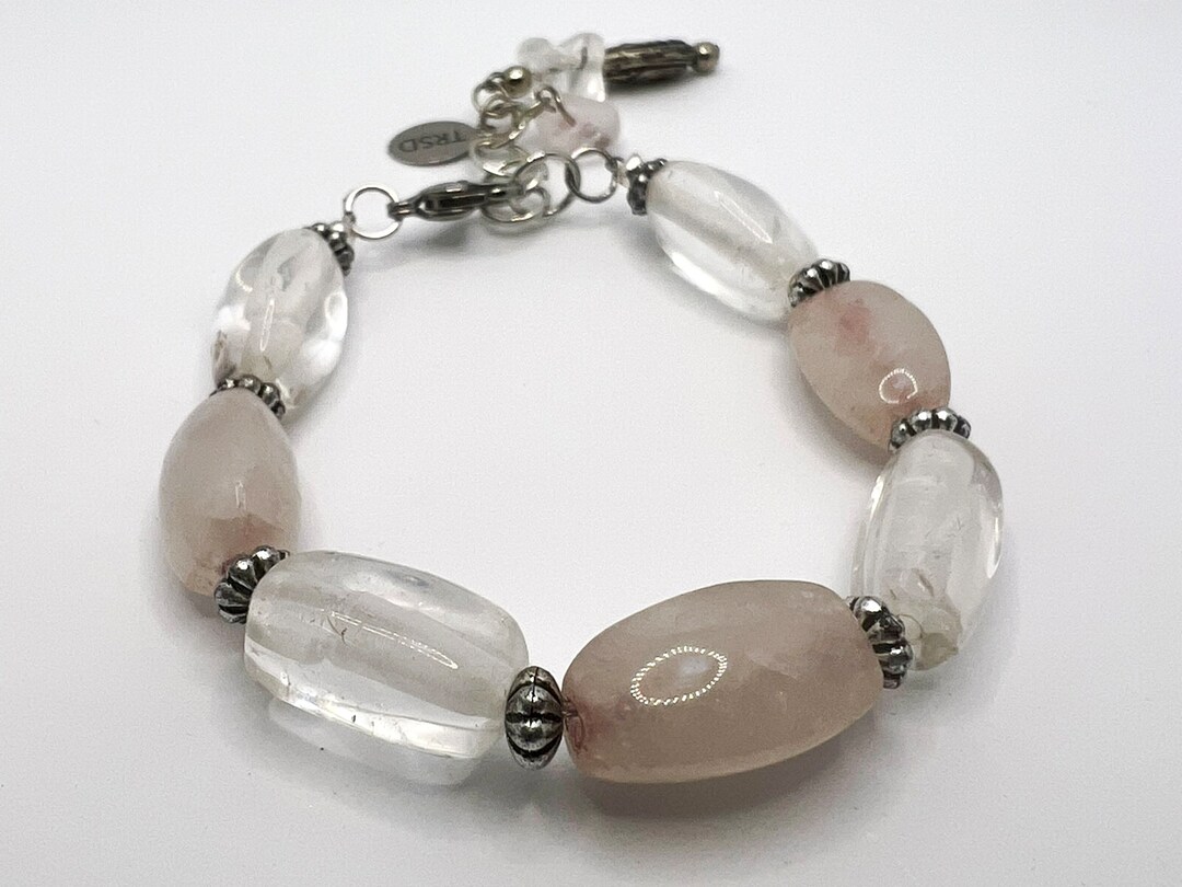 Light Pink Stone and Clear Glass Bracelet - Etsy