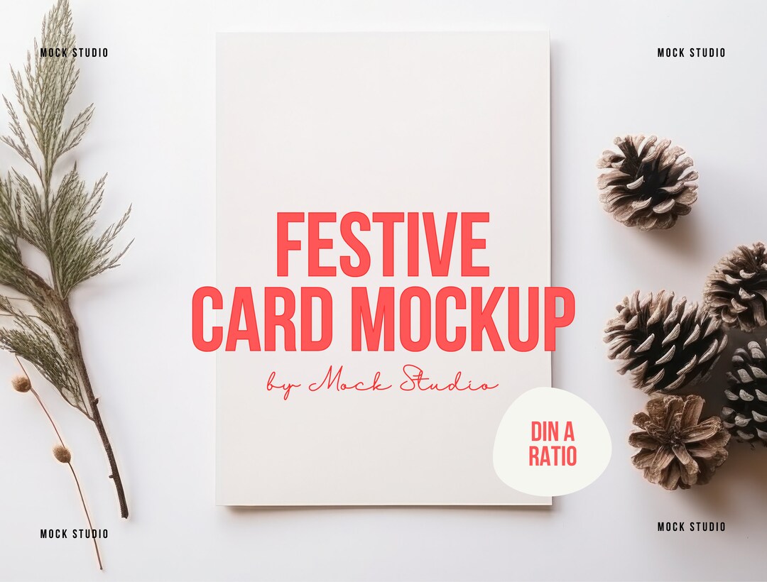 A5 A4 Christmas Card Mockup, Flat Lay Vertical Card Mockup, Invitation ...