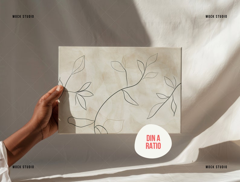 DIN A Landscape Canvas Mockup | Horizontal Hand Mock-up | Minimal ...