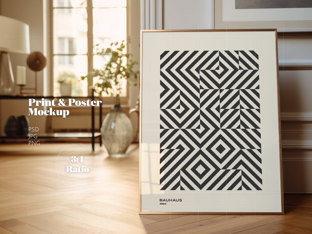 3x4 Print Mockup: Boho Gold Frame, Minimalist Scene (PSD) - Etsy