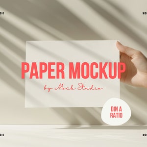 A4 DIN Landscape Paper Mockup With Hand | A5 Horizontal Hand Mock-up ...