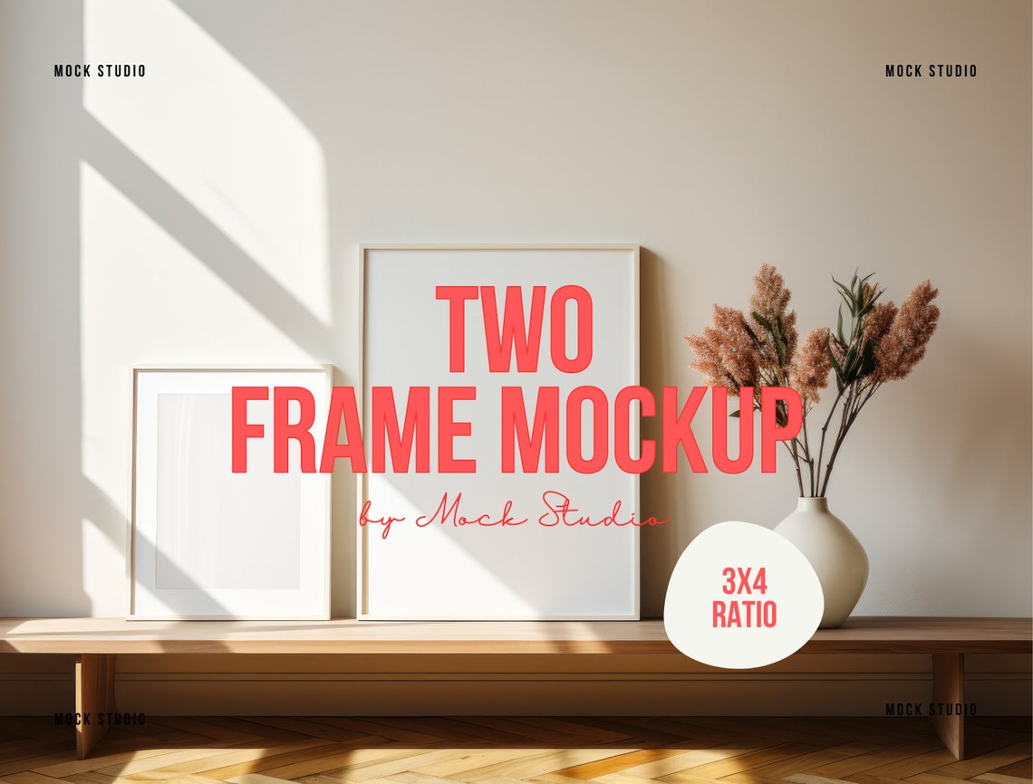 Two Frame Mockup Chic Interior Mock-up Minimal Wooden Leaning Double ...