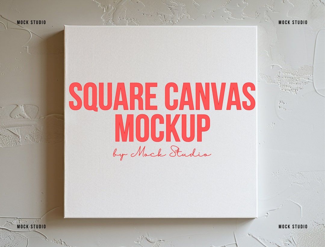 Square Canvas Mockup: Textured Wall, Box Frame (digital Template PSD ...