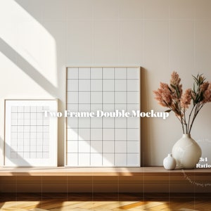 Two Frame Mockup Chic Interior Mock-up Minimal Wooden Leaning Double ...