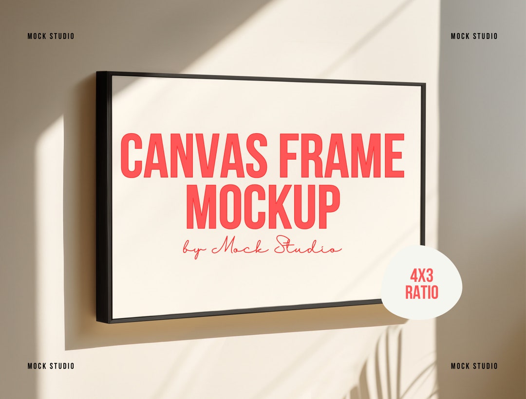 4x3 Landscape Black Canvas Frame Mockup | Black Horizontal Frame Mock ...
