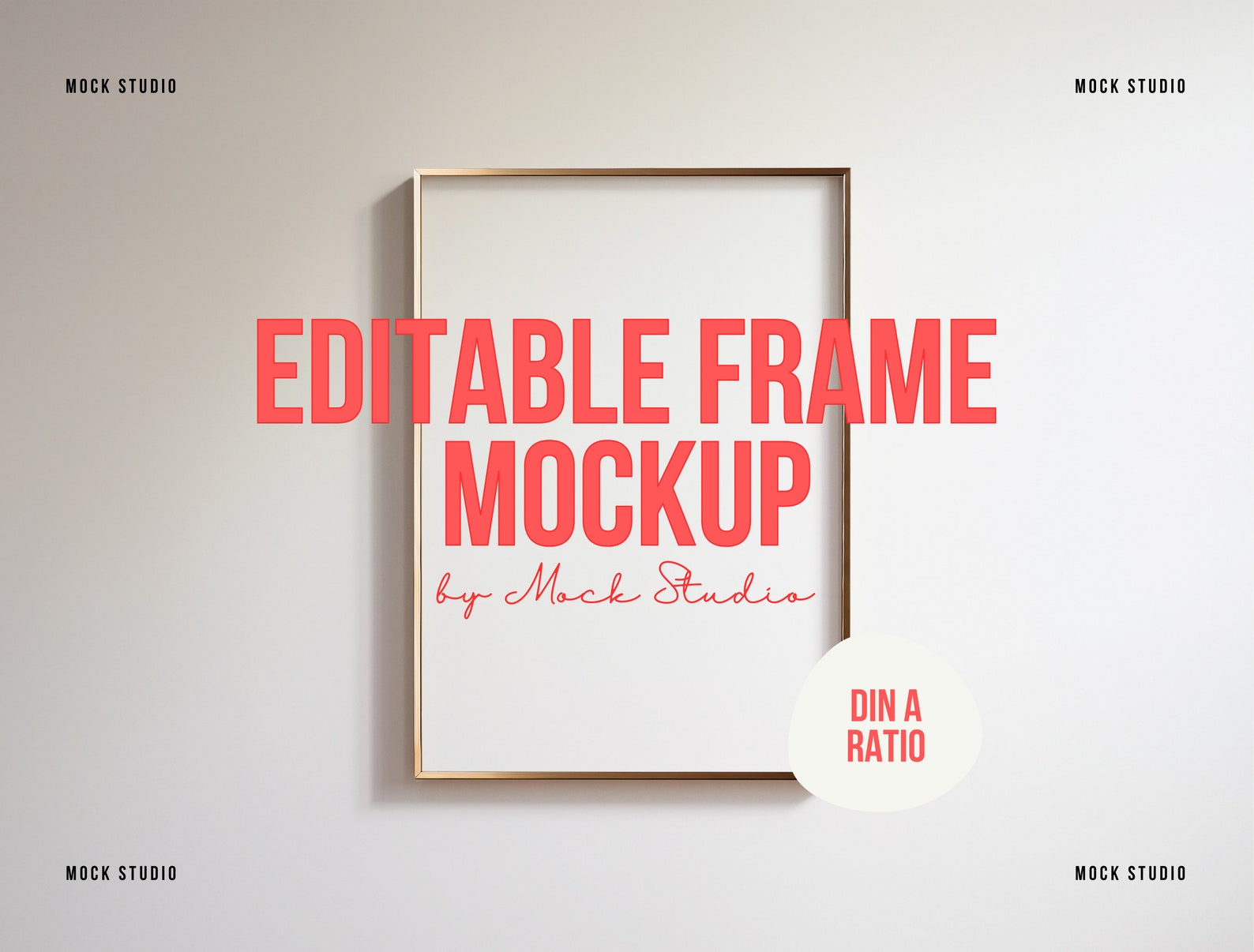 DIN A Thin Gold Frame Mockup | Editable Wall Colour, Easy to Use ...