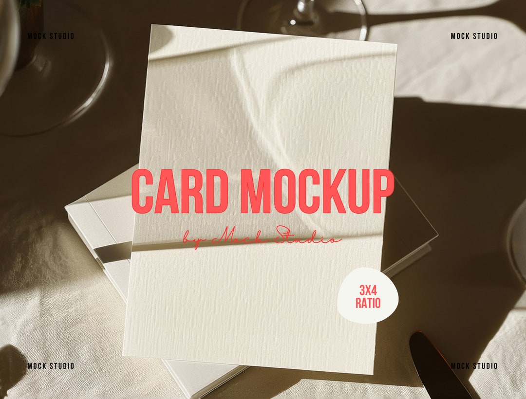 3x4 Paper Invite Mockup | Lifestyle Flat Lay Wedding Mock-up on Table ...
