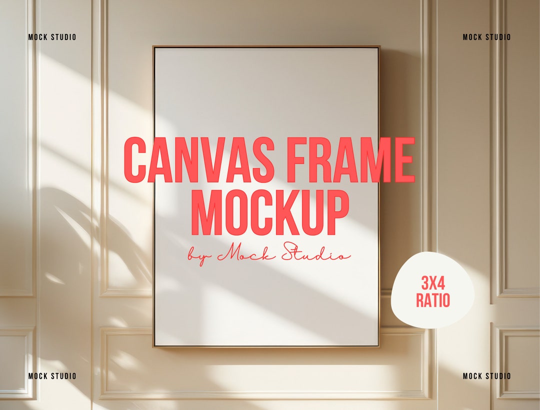 3:4 Large Gold Canvas Frame Mockup | Gold Floating 3x4 Frame Mock up ...