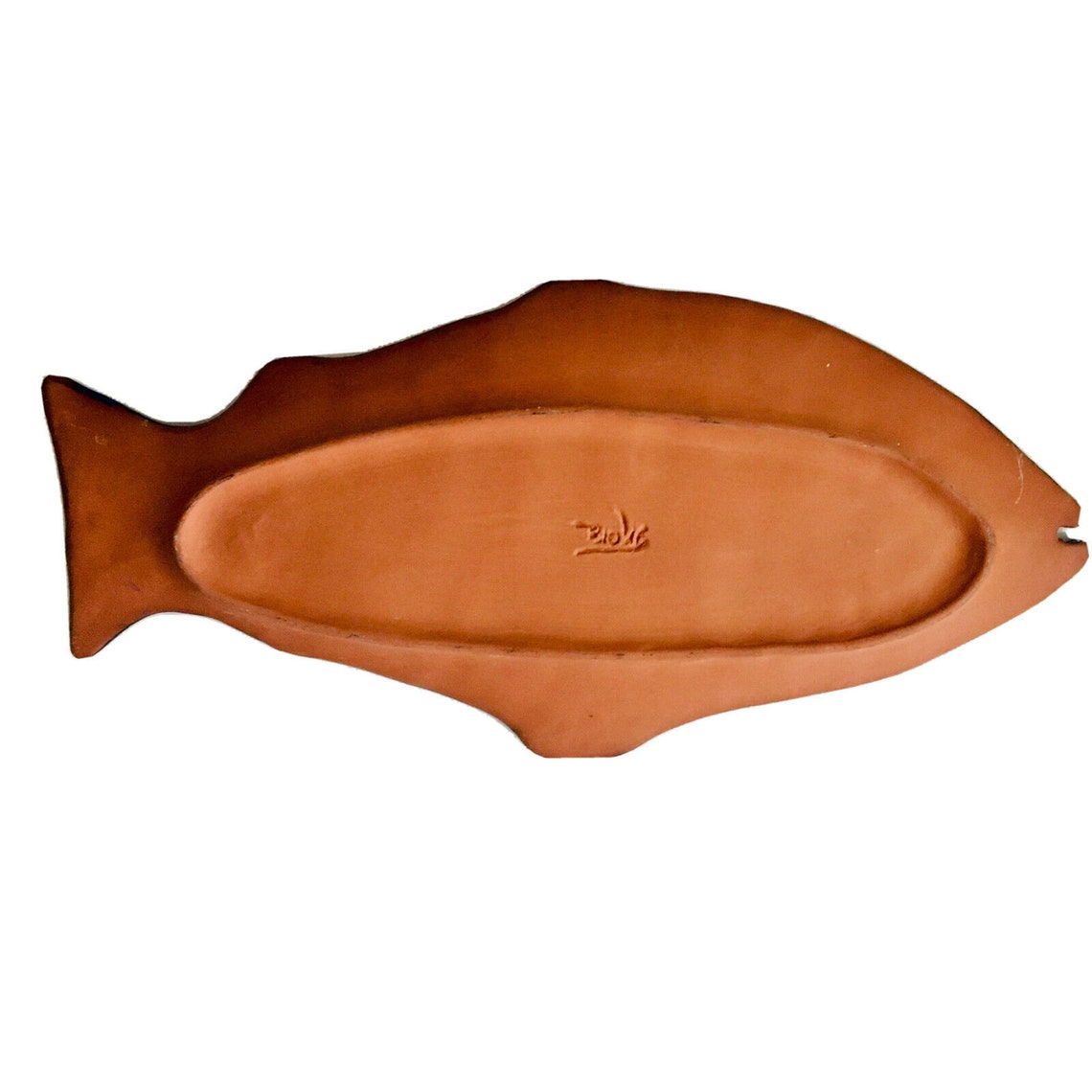 Vintage Large Thora Terra Cotta Cobalt Blue Salmon Fish Platter - Etsy