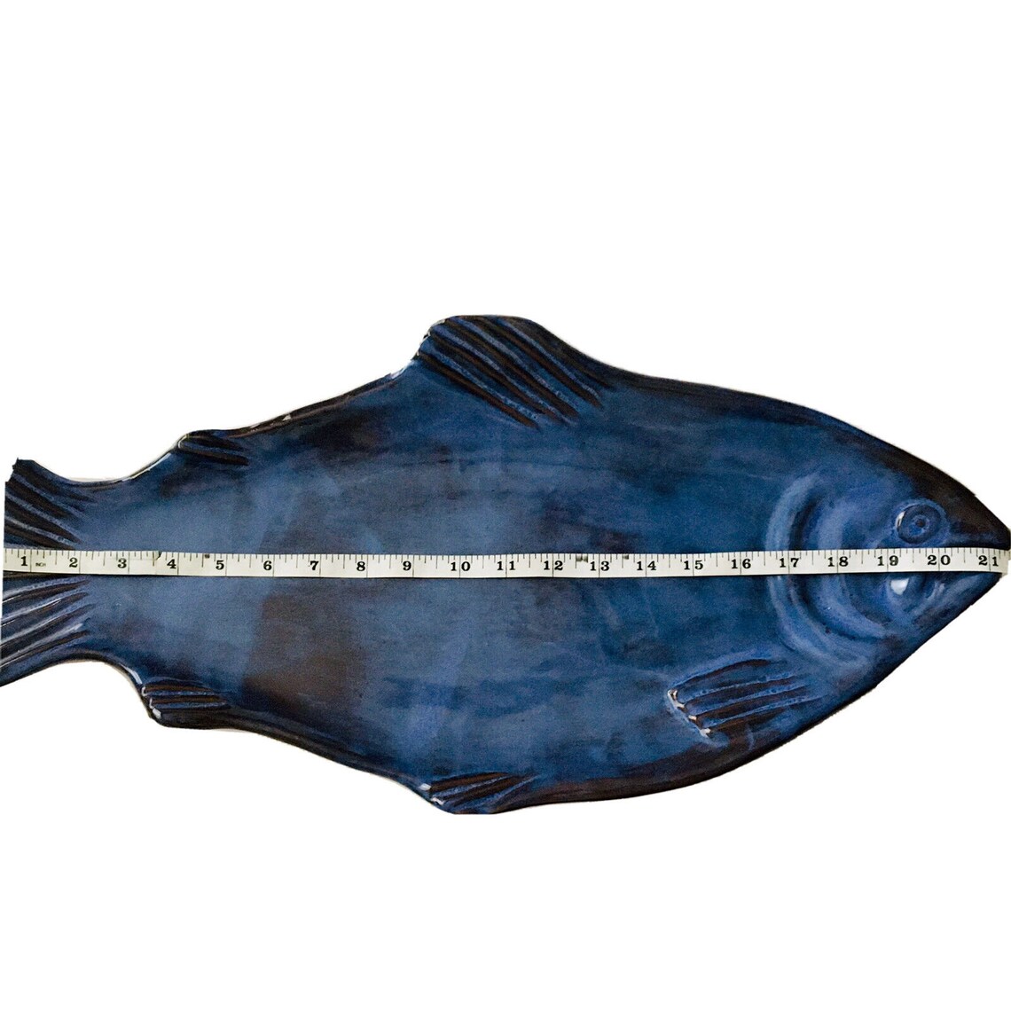 Vintage Large Thora Terra Cotta Cobalt Blue Salmon Fish Platter - Etsy