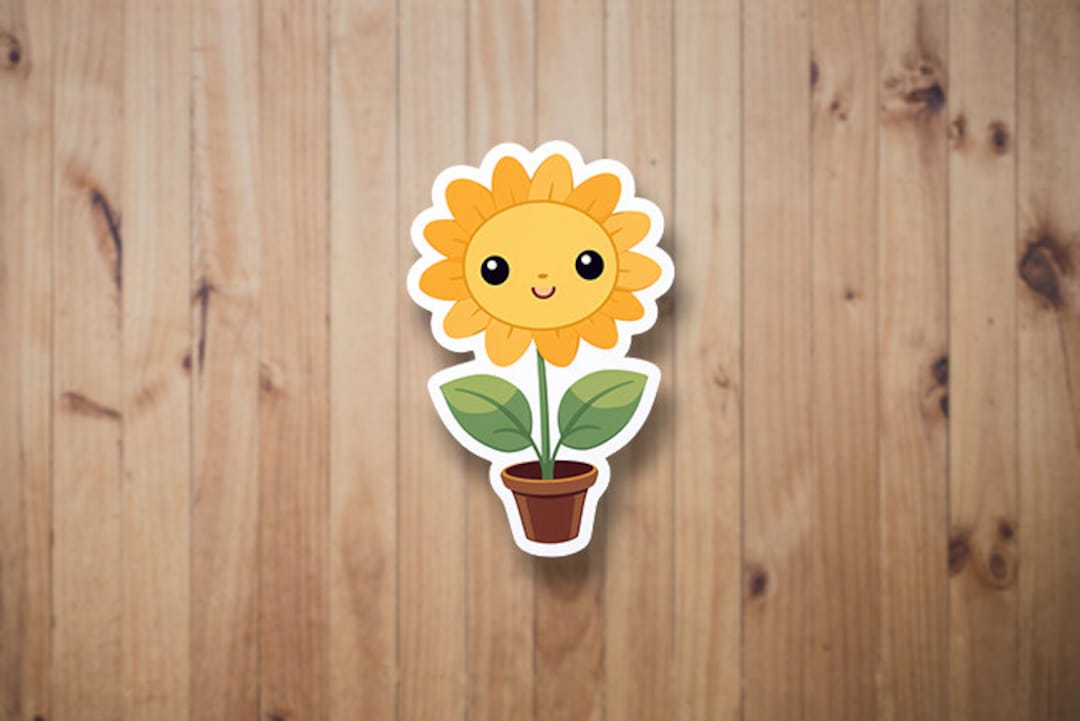 Cute Cartoon Sunflower Sticker, Plant Lover Gift, Sunflower Sticker ...