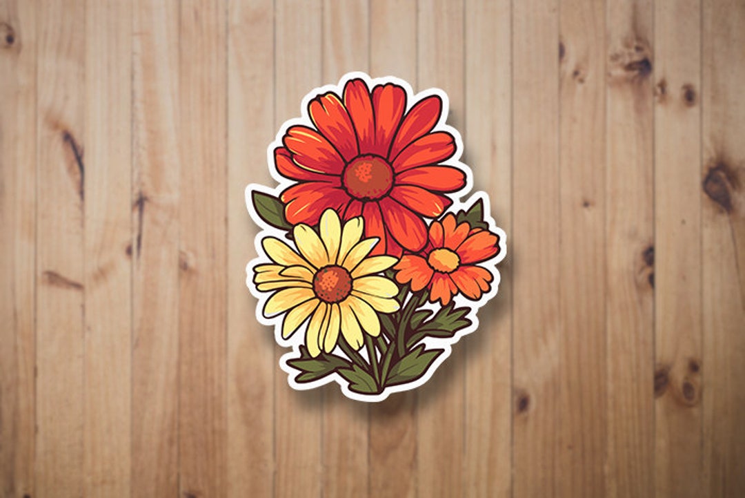 Cute Cartoon Wildflower Sticker, Flower Lover Gift, Flower Sticker ...