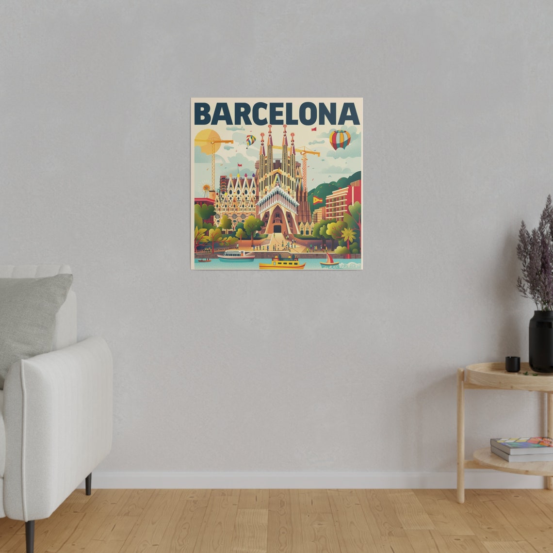 Retro Barcelona Illustration Art Travel Poster Matte Canvas - Etsy