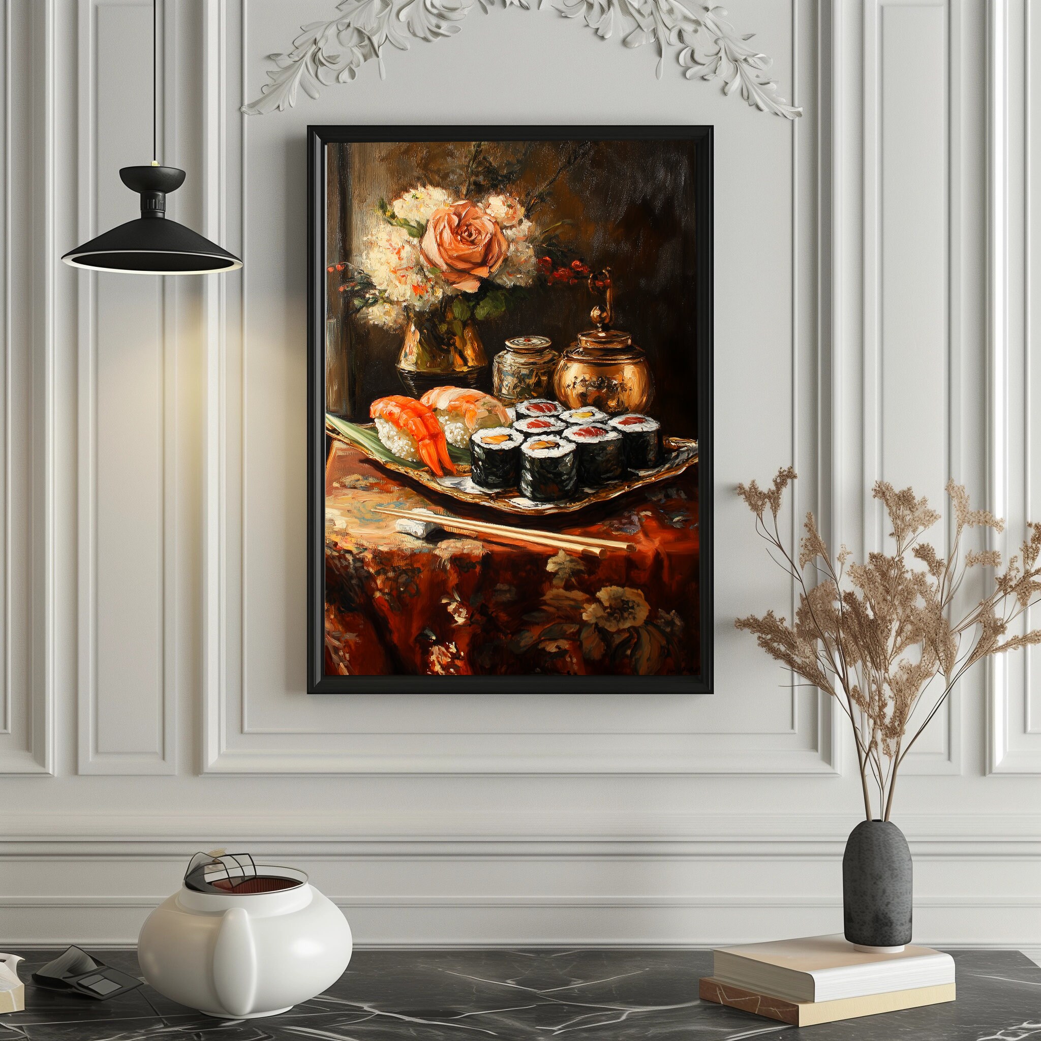 19th Century Sushi Oil Painting Vintage Style Digital Download Unique ...