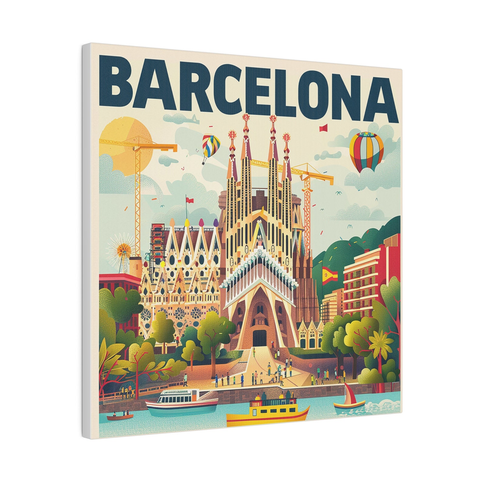 Retro Barcelona Illustration Art Travel Poster Matte Canvas - Etsy