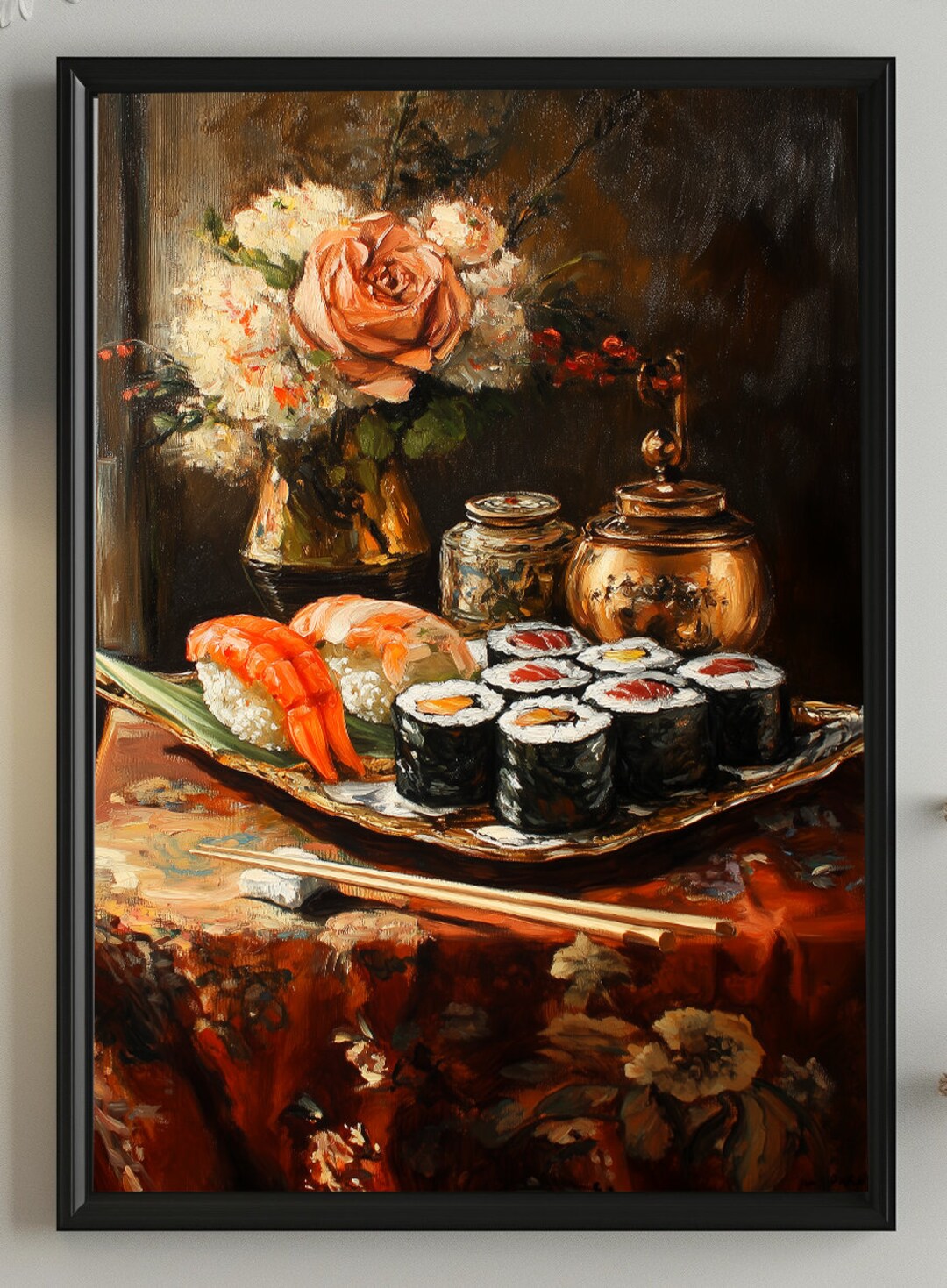 19th Century Sushi Oil Painting Vintage Style Digital Download Unique ...