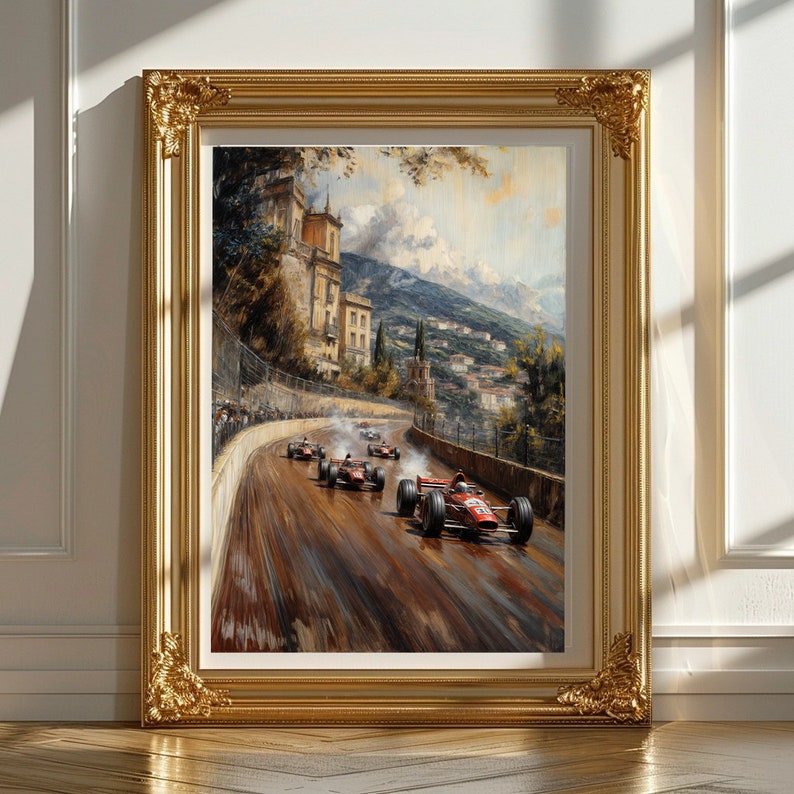 Vintage Formula 1 19th Century Oil Painting Retro Racing Art, Digital ...