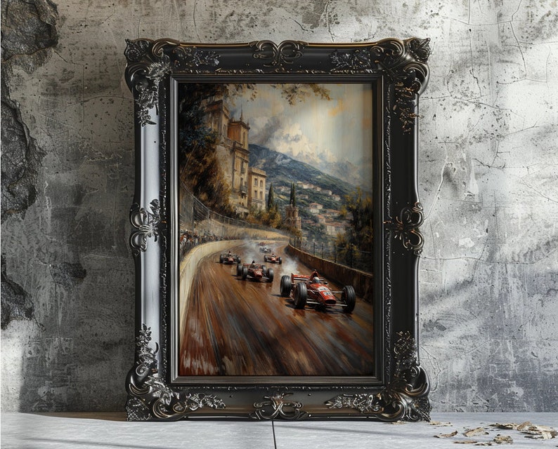 Vintage Formula 1 19th Century Oil Painting Retro Racing Art, Digital ...