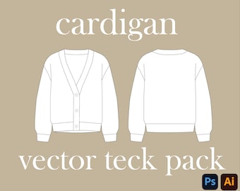 Cardigan Drawing Streetwear Vector Sweater Drawing Streetwear Tech Pack Template Fashion Flat ...
